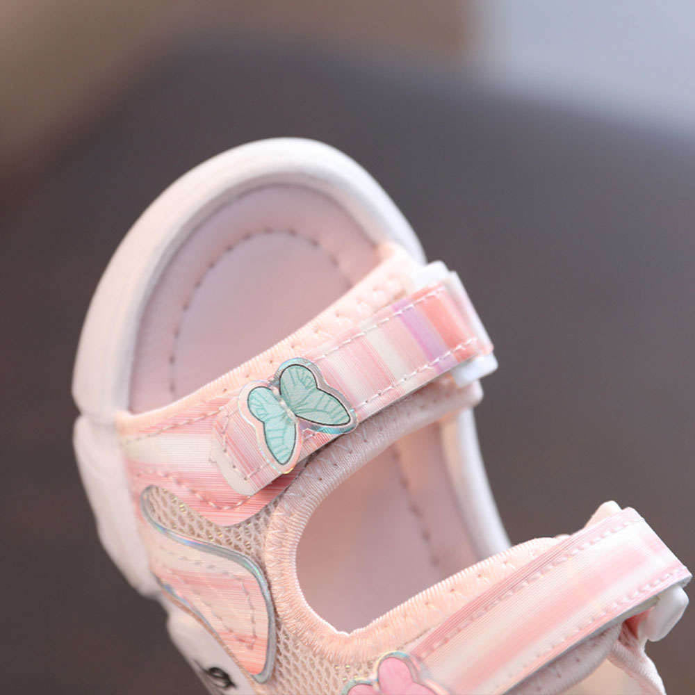 Pink Butterfly Velcro Strap Sandals – Greenbell